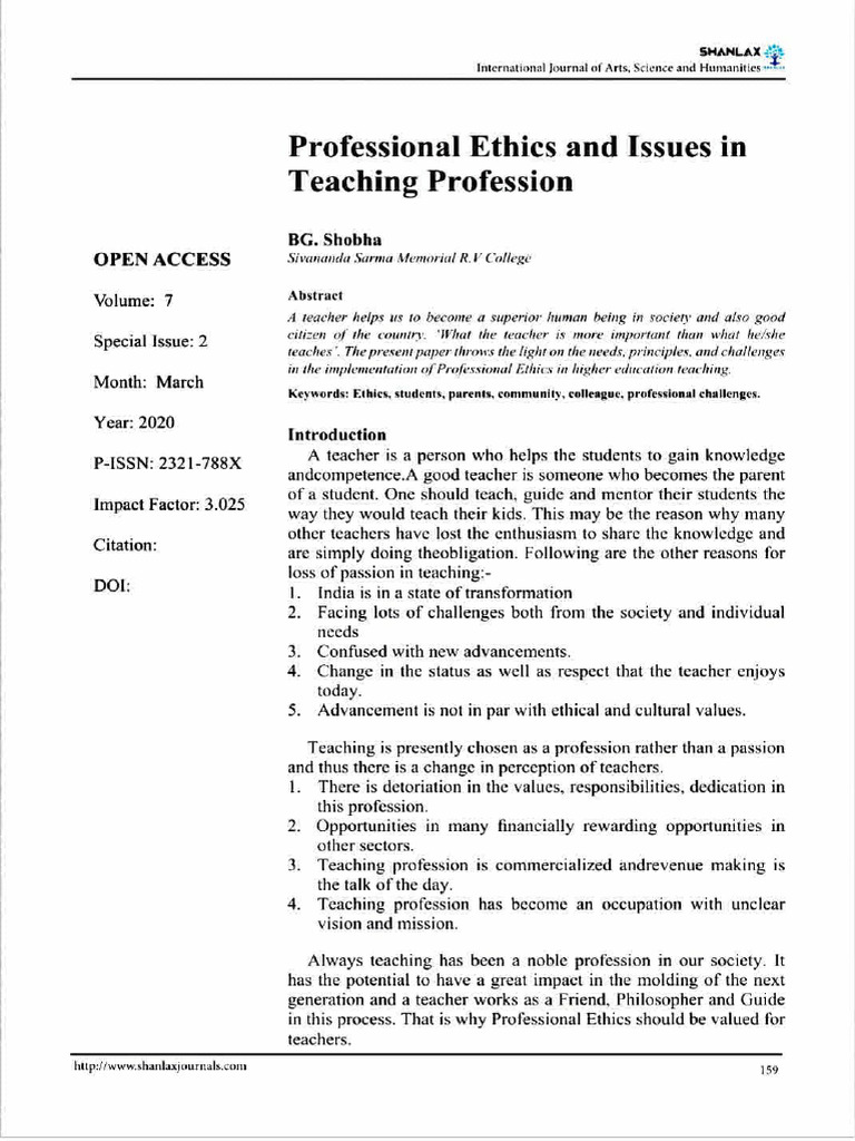 Professional Ethics in Teaching Challenges | PDF | Teachers | Teacher ...