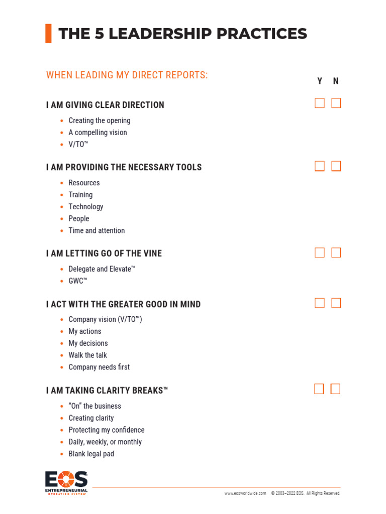 The 5 Leadership Practices: When Leading My Direct Reports | PDF