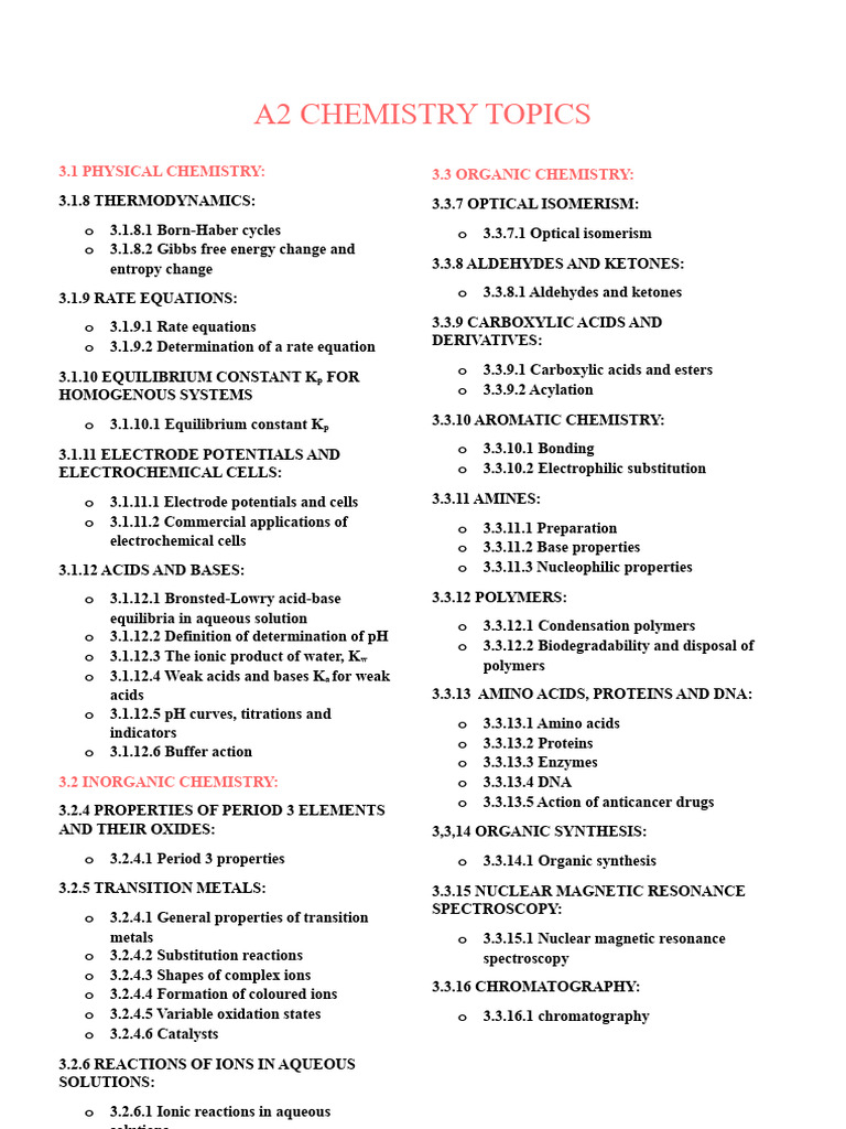 Chemistry Topics | PDF | Chemical Reactions | Chemistry