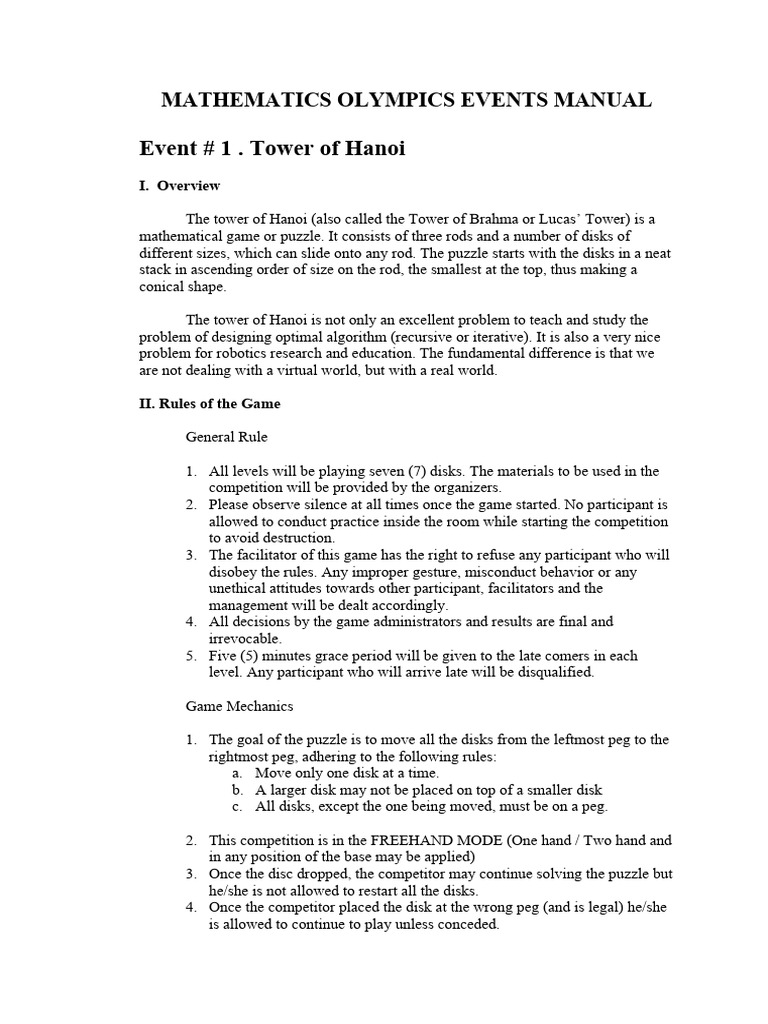 Math-Olympics-Events-Manual | PDF | Teachers | Mathematics