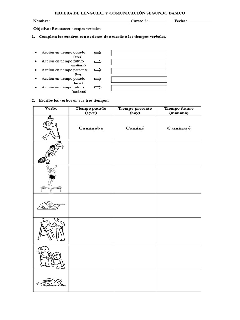 Guía de Verbos para Segundo Básico | PDF