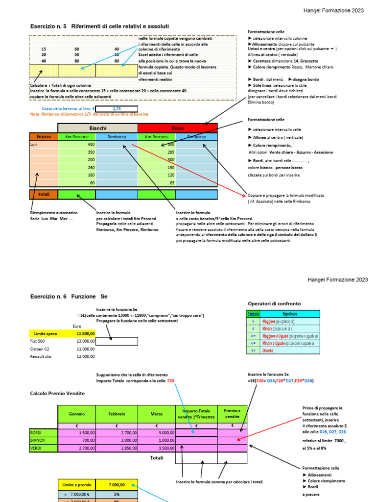 Esercizi Excel Riferimenti-Funzione-Se | PDF