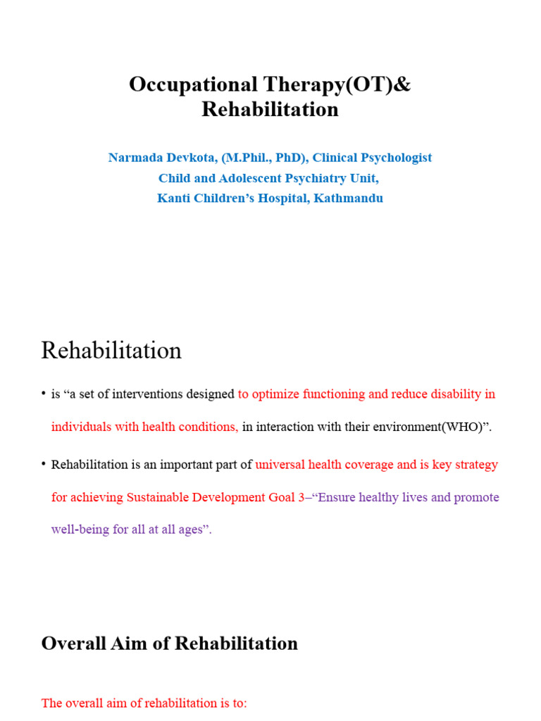 Occupation Therapy and Rehabilitation | PDF | Occupational Therapy ...