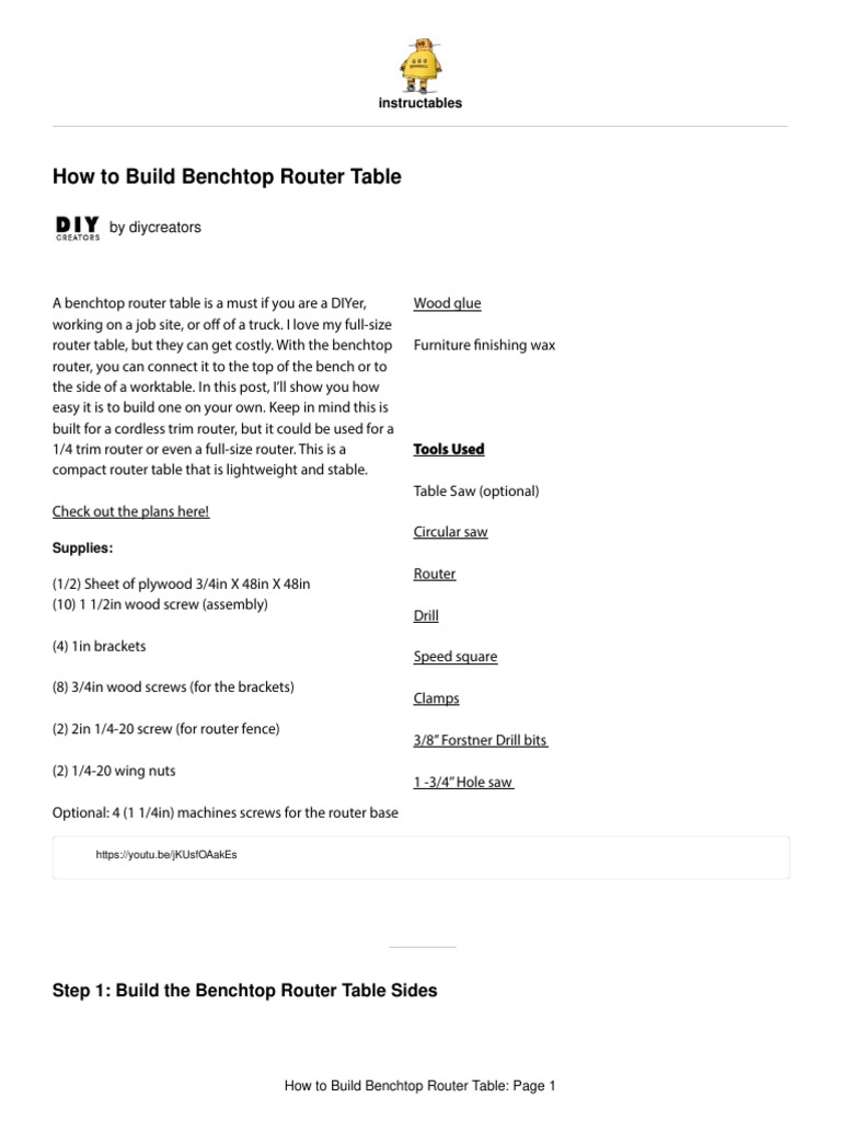 How To Build Benchtop Router Table | PDF | Countertop | Drill