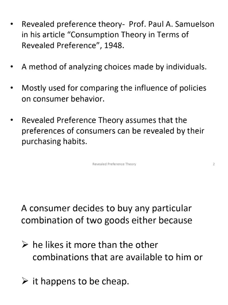 Revealed Preference Theory | PDF