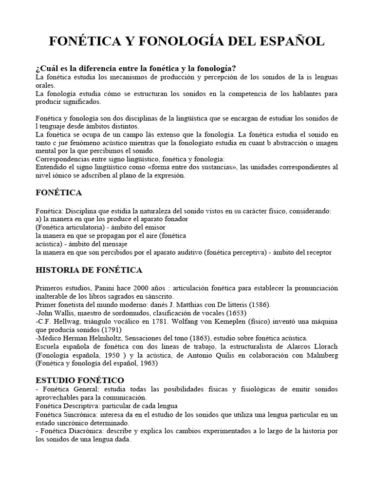Fonética y Fonología Lengua Española | PDF | Fonética | Fonología