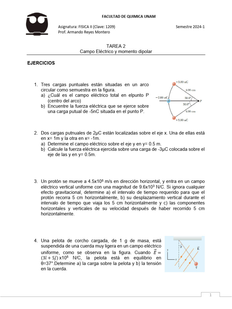 Tarea 2 | PDF | Campo eléctrico | Vector Euclidiano