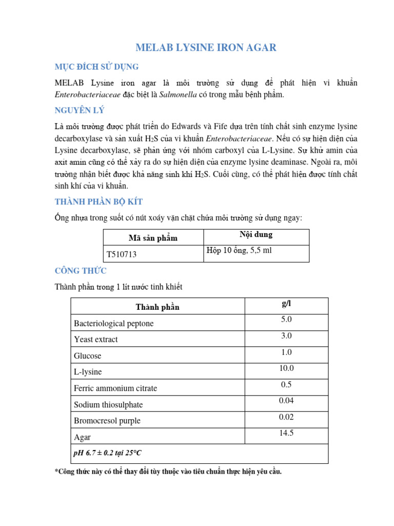 HDSD t510713 Melab Lysine Iron Agar | PDF