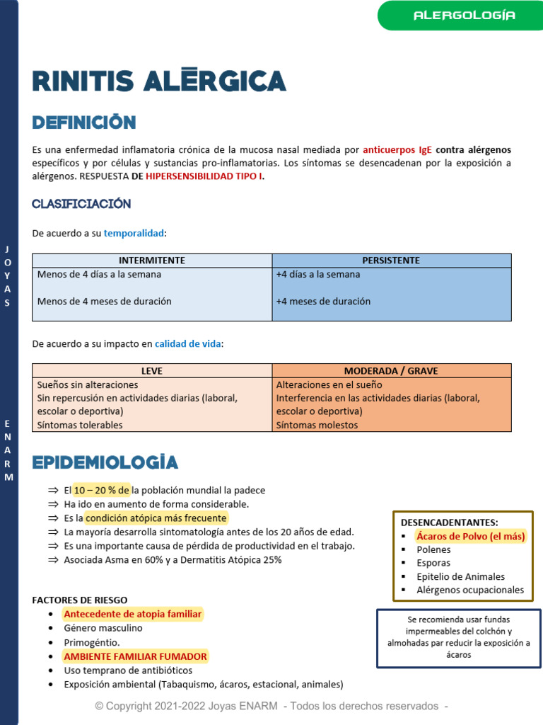 Rinitis Alérgica | PDF | Alergia | Medicina CLINICA