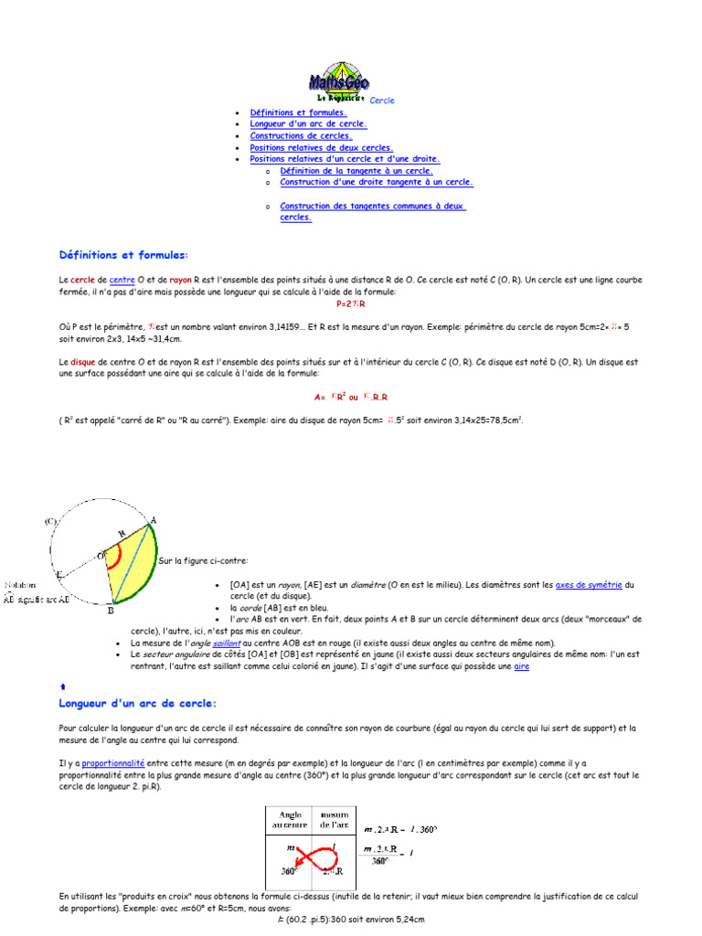 Propriétés et constructions du cercle | PDF | Cercle | Angle