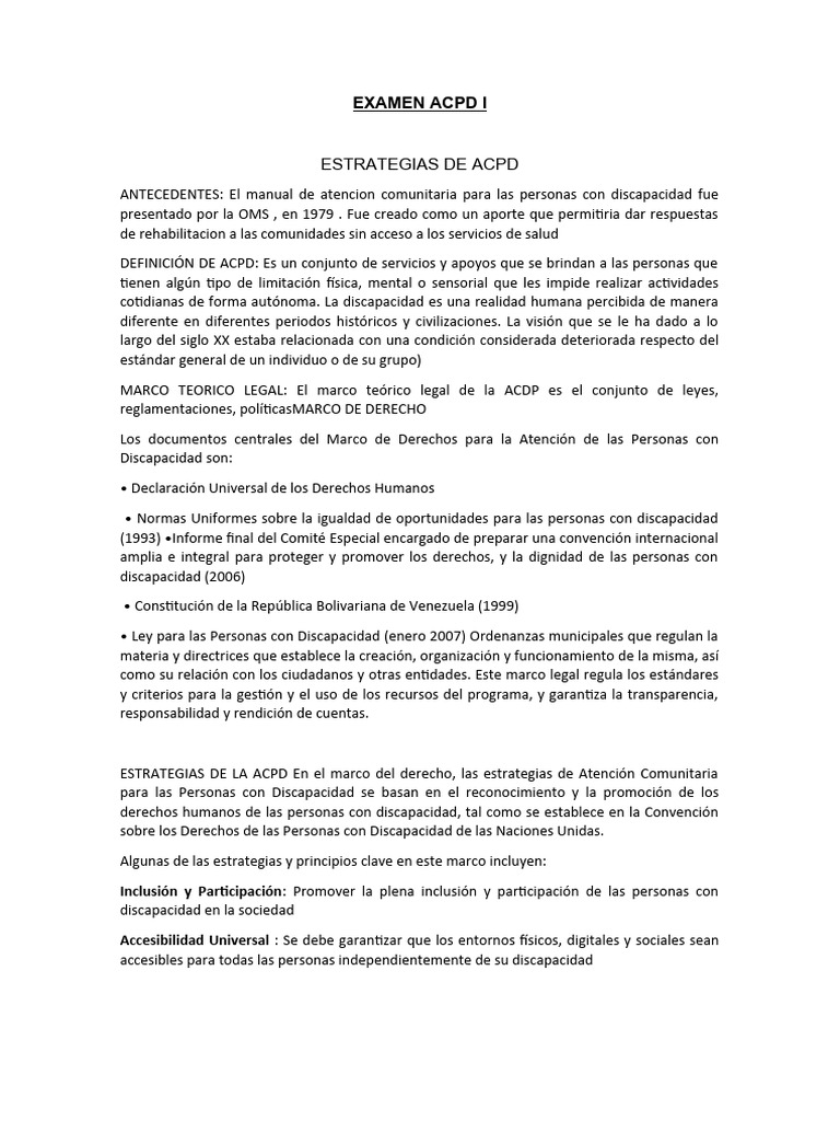 Examen Acpd | PDF | Invalidez | Terapia física