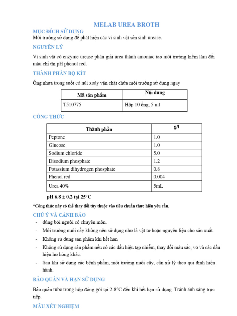 HDSD t510775 Melab Urea Broth | PDF