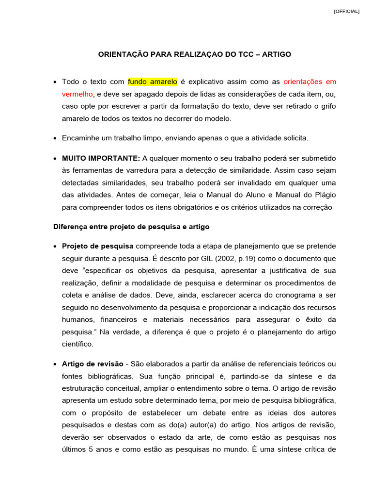 Modelo TCC Artigo | PDF | Abstract (resumo) | Metodologia