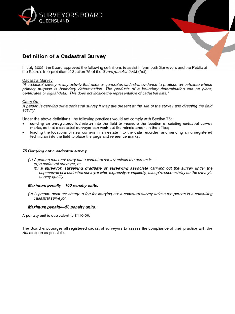 Cadastral Survey Definition and Regulations | PDF