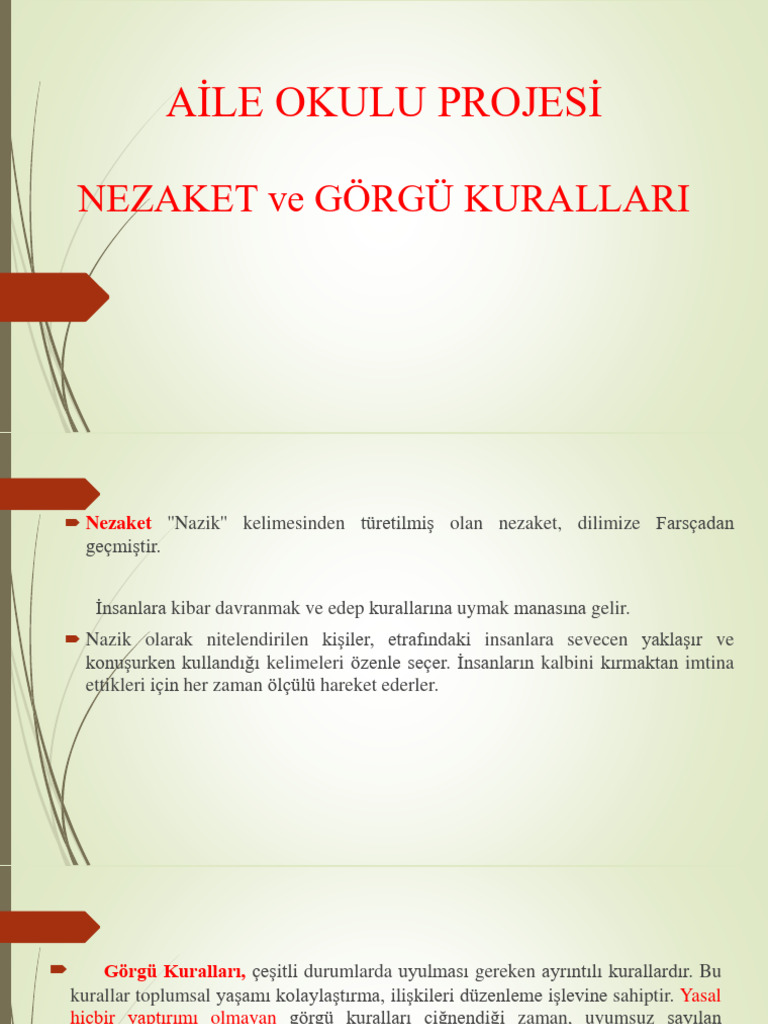 Nezaket Ve Gorgu Kurallari Ders Notlaı | PDF