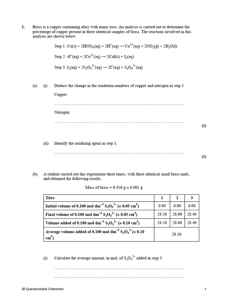 Redox Titration Pdf Titration Chemistry