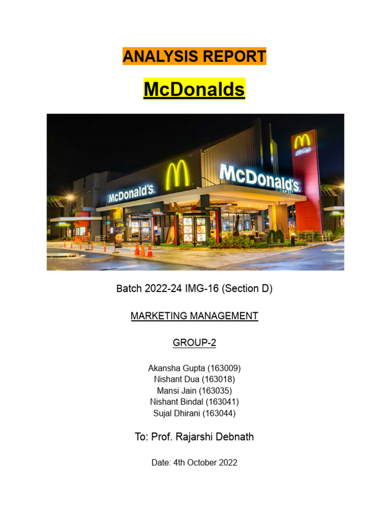 Fast Food - Report Marketing Report-Term 1 | PDF | Mc Donald's | Market ...