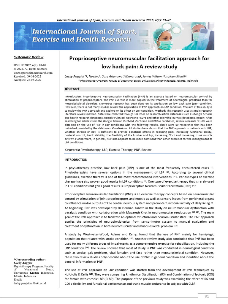 Proprioceptive Neuromuscular Facilitation Approach | PDF | Physical ...