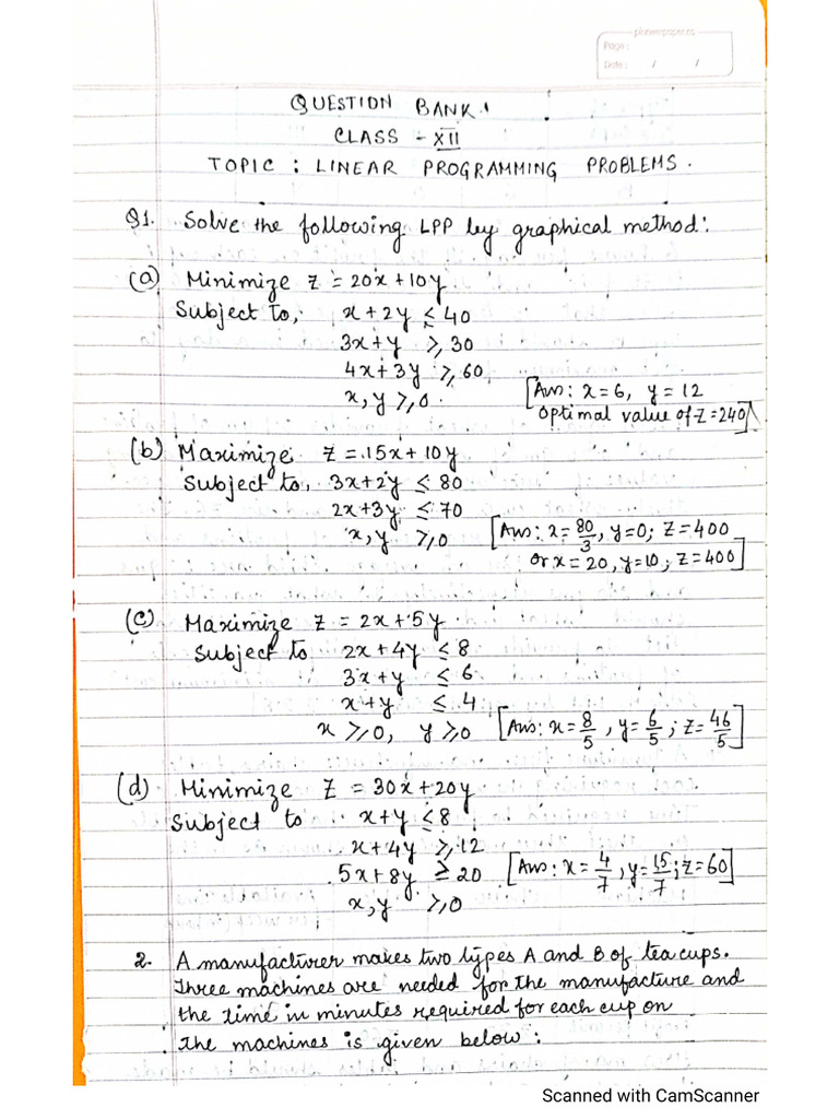 Linear Programming Problems | PDF Linear Programming Problems | PDF