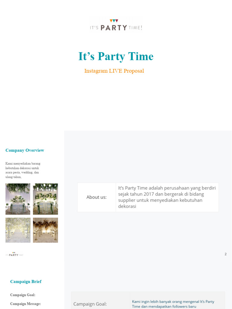 Instagram Live Dekorasi Pesta It’s Party Time | PDF