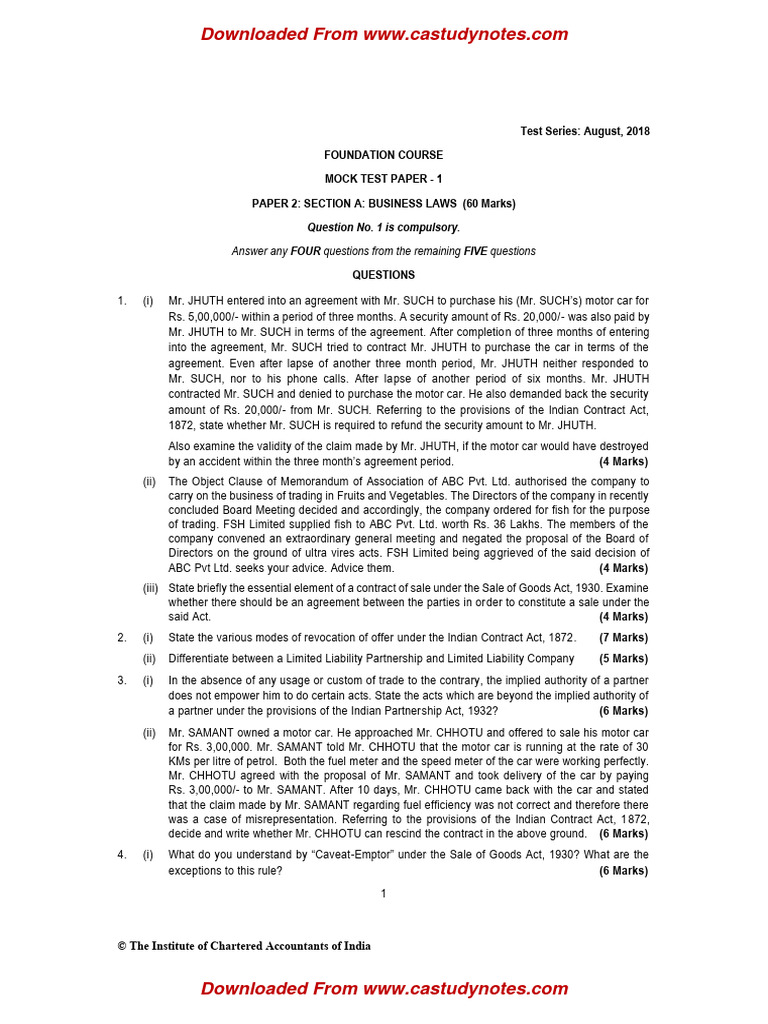 Law BCR MTP Questions November | PDF | Musical Instruments | String ...