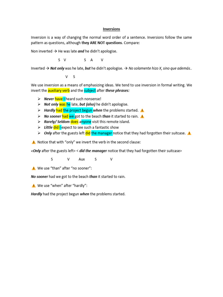 Inversions b2 2022 | PDF