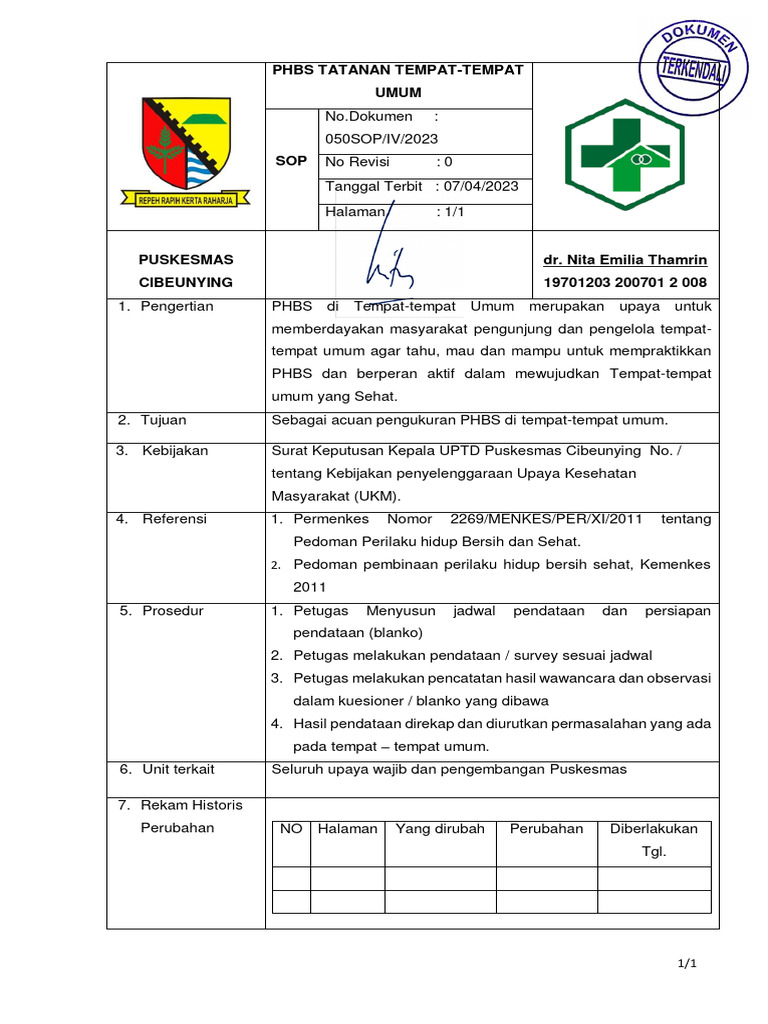 Sop PHBS Tatanan Ttu | PDF