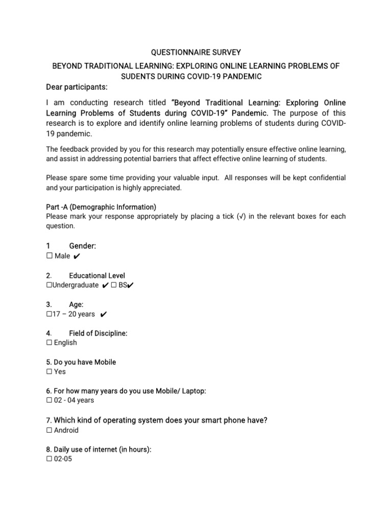 (19ENG35) Questionnaire Online Students Problems | PDF