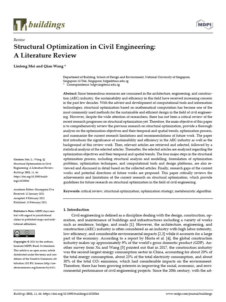 Structural Optimization in Civil Engineering A Lit | PDF | Mathematical Optimization ...