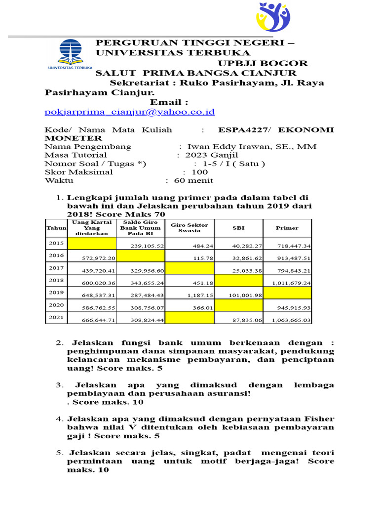 Soal TT 1 EMON 2023 Ganjil | PDF | Karier & Perkembangan