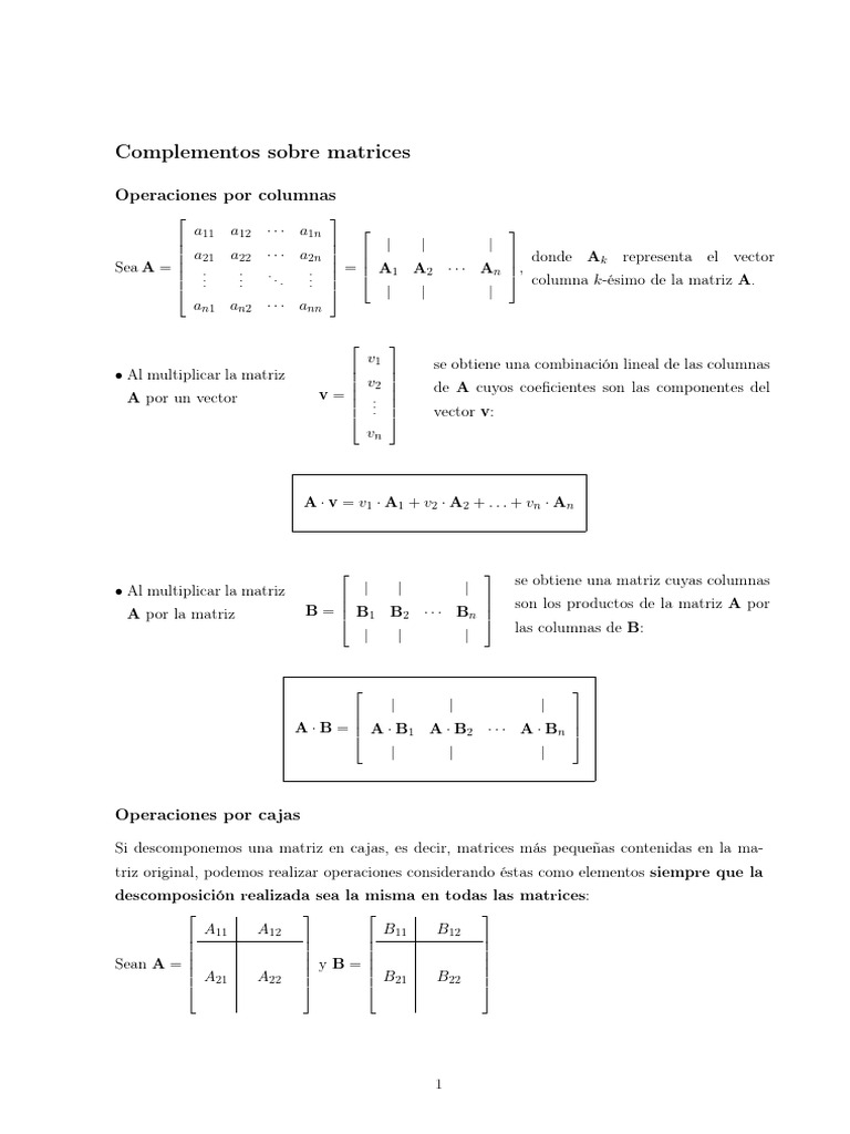 Complementos Matrices | PDF | Valores propios y vectores propios ...