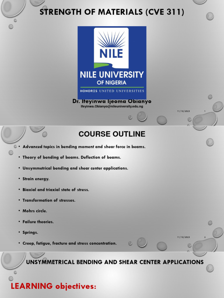 Lecture 6 - Cve 311 | PDF | Bending | Beam (Structure)