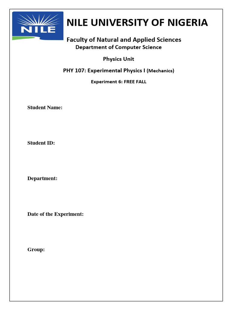 PHY 107 Experiment 6 | PDF | Gravity | Standard Deviation
