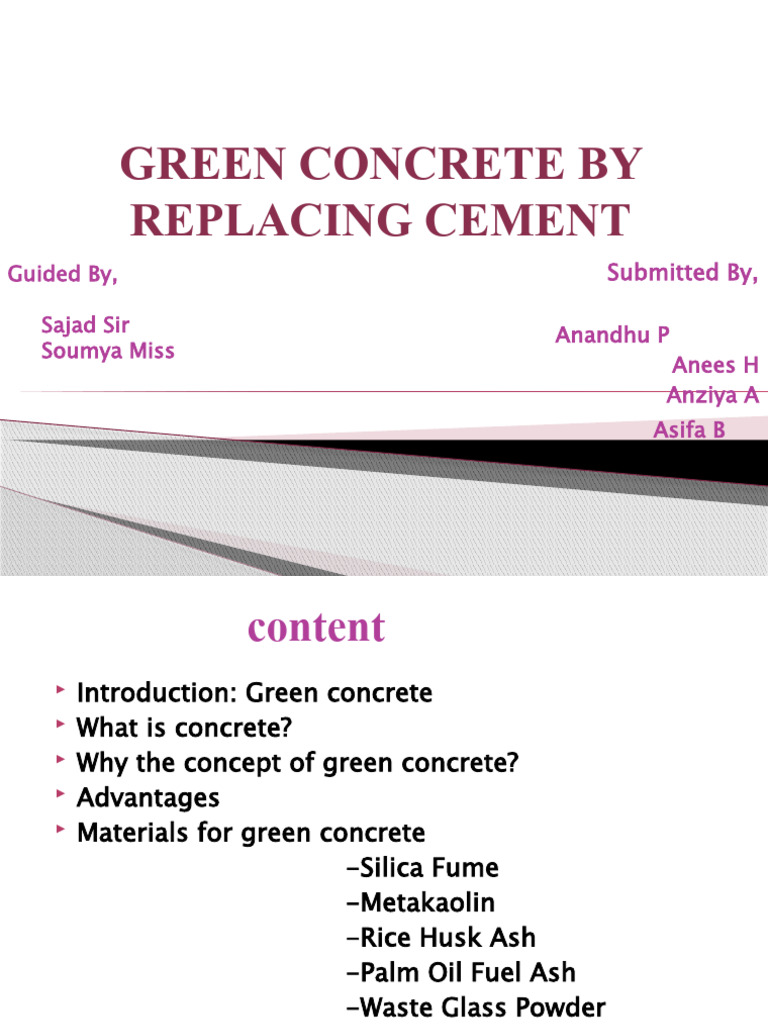 Green Concrete Replacing Cement Asasas | PDF | Concrete | Cement
