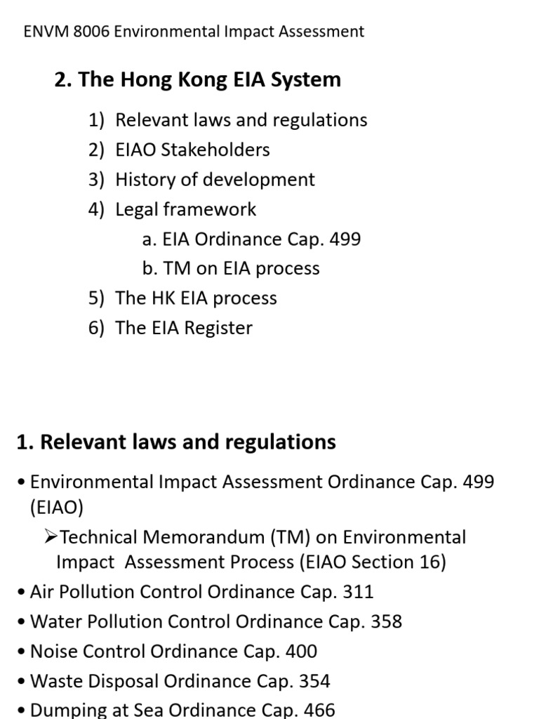 Envm 8006a Lecture 2-Hk Eia | PDF | Environmental Impact Assessment ...