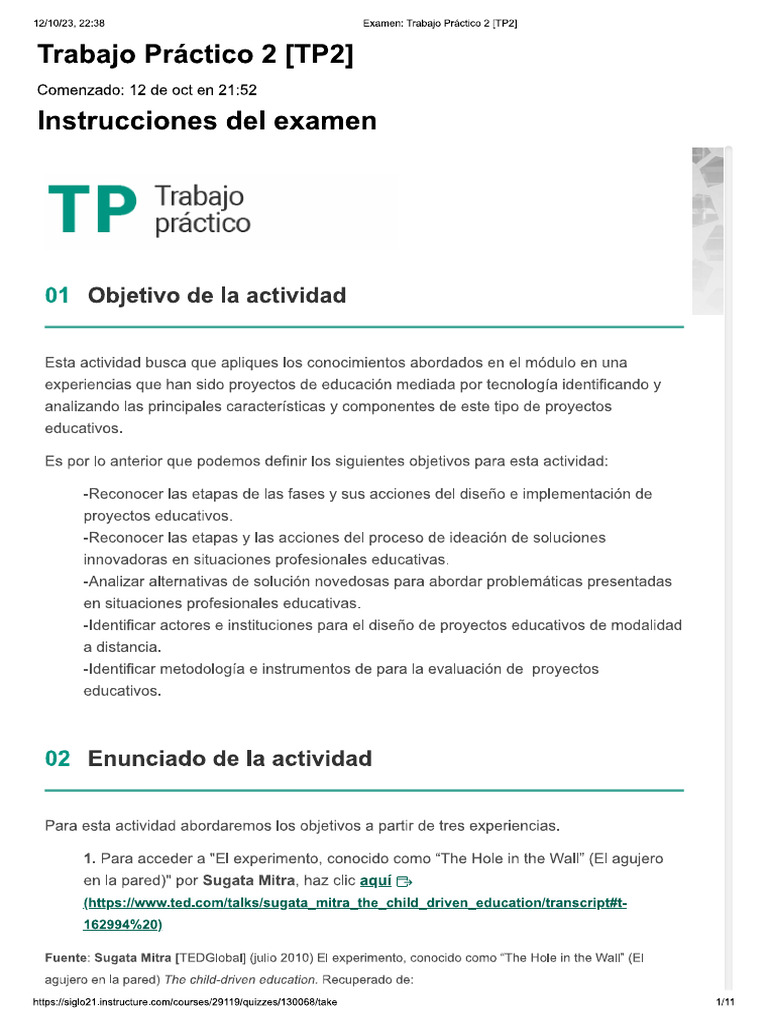 Examen - Trabajo Práctico 2 (TP2) 100% | PDF