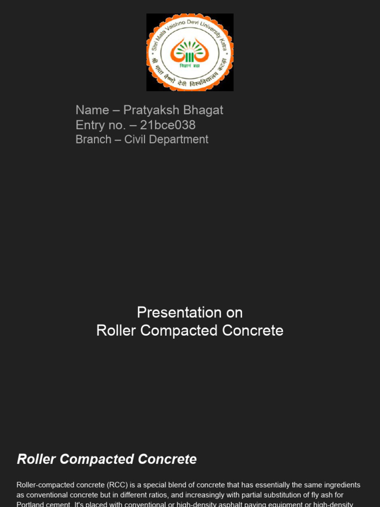 RCC presentation | PDF | Concrete | Road Surface
