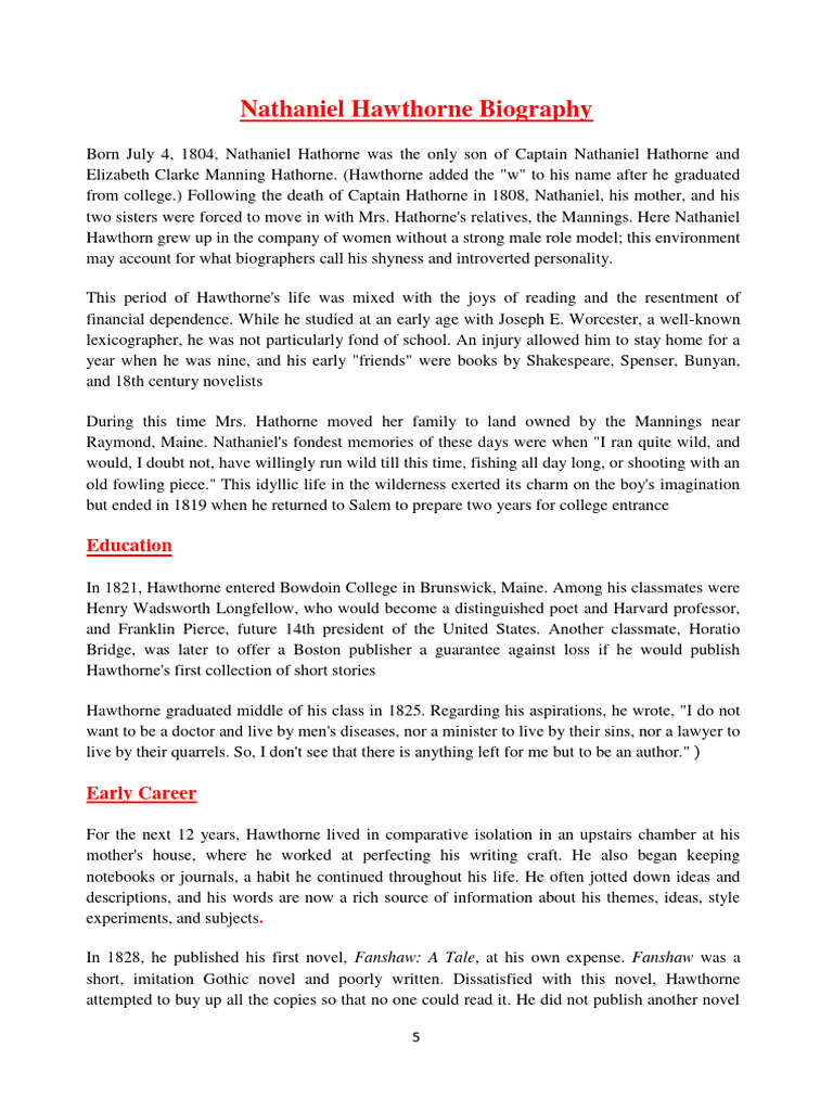 Biography | PDF | Nathaniel Hawthorne