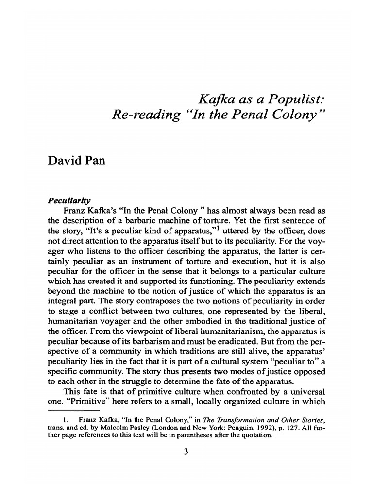 Kafka's "In the Penal Colony": Culture Clash | PDF | Franz Kafka ...