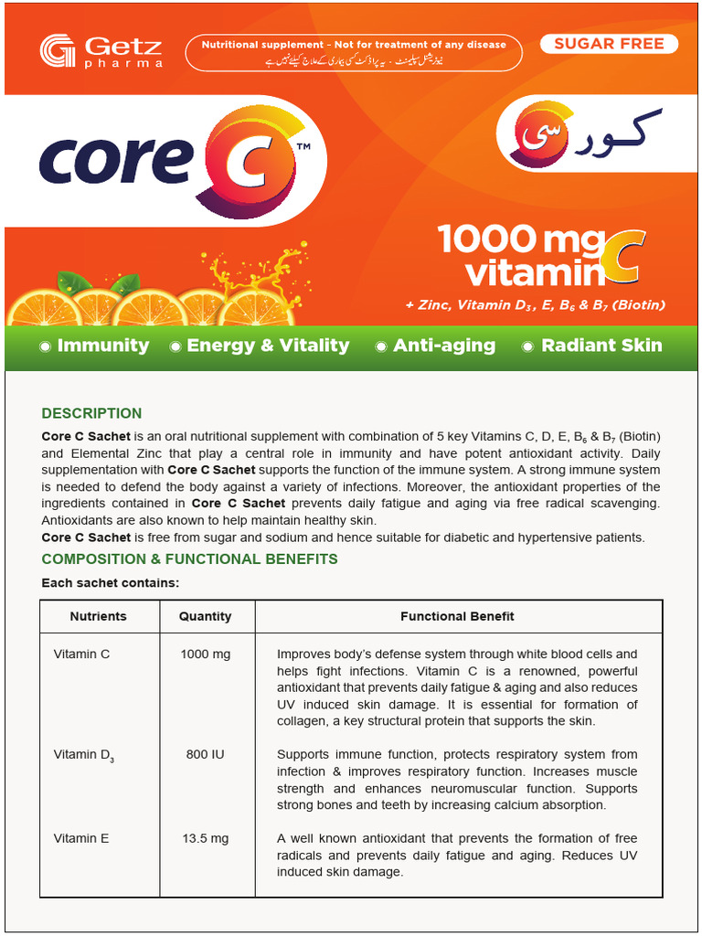Core C Leaflet | PDF | Vitamin | Dietary Supplements