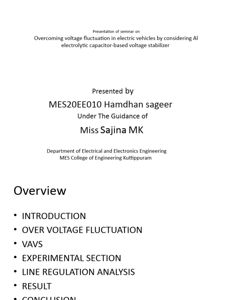 Overcoming Voltage Fluctuation in Electric Vehicles by Considering Al ...