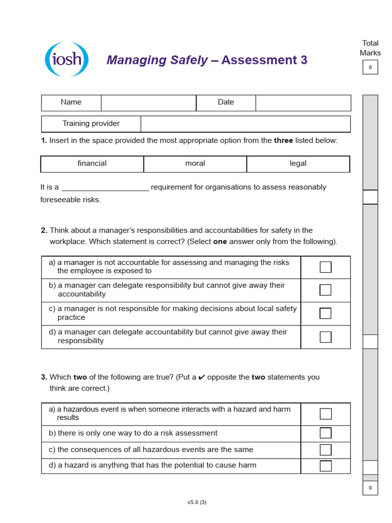 BS0766 MS Assessment 3 - Blank - v5.1 | PDF | Risk | Occupational ...