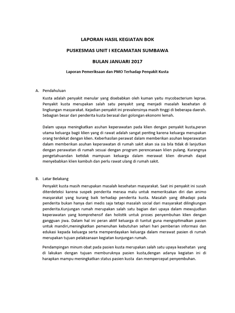 Laporan Kegiatan Bok Kusta 2017 | PDF