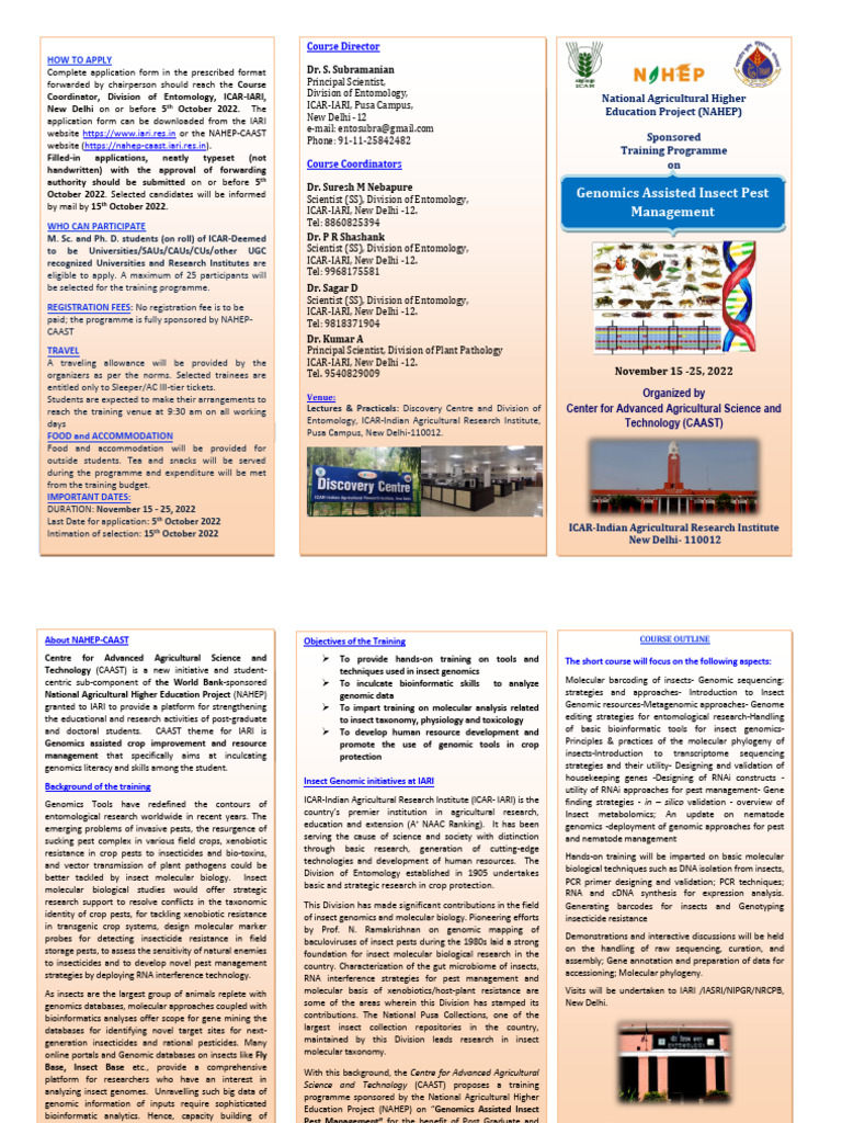 Ento NAHEP Brochure For Training 03082022 | PDF | Molecular Biology ...