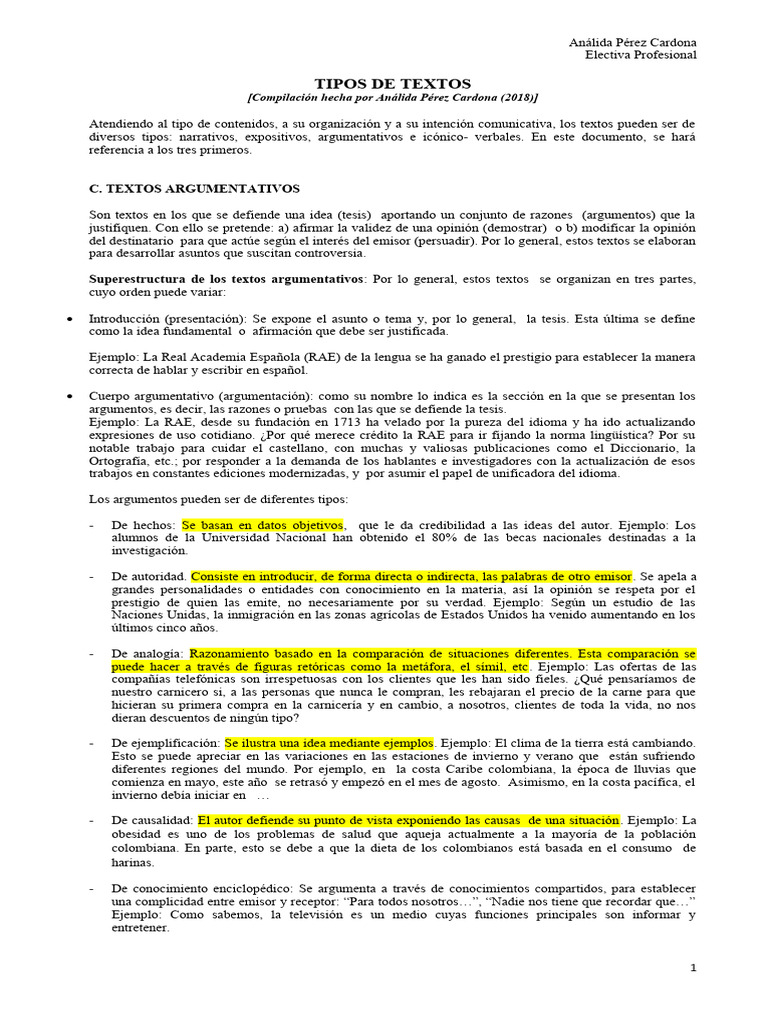 6.tipos de Textos - Teoría y Ejercicios 2019 | PDF | Lengua española ...