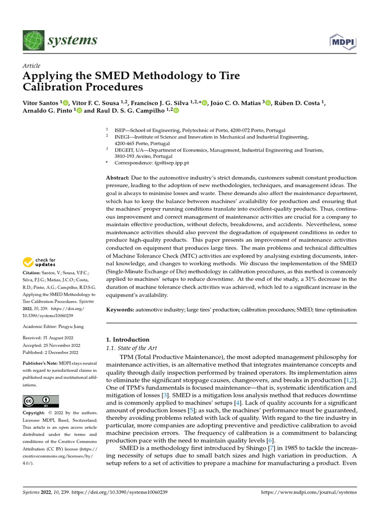 ART 27 Applying The SMED Methodology To Tire | PDF | Lean Manufacturing ...