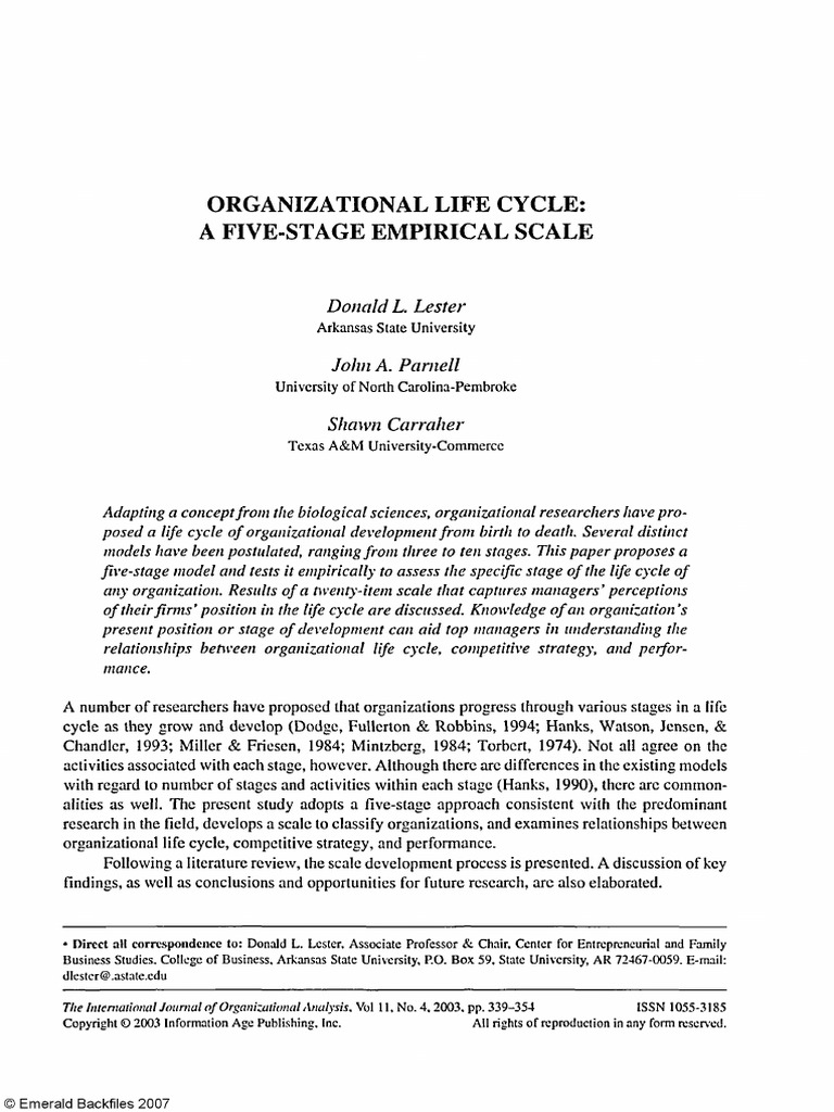 Organizational Life Cycle | PDF | Validity (Statistics) | Life Cycle ...