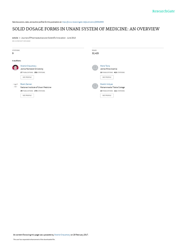 Solid Dosage Forms in Unani System of Medicine An | Download Free PDF | Tablet (Pharmacy ...