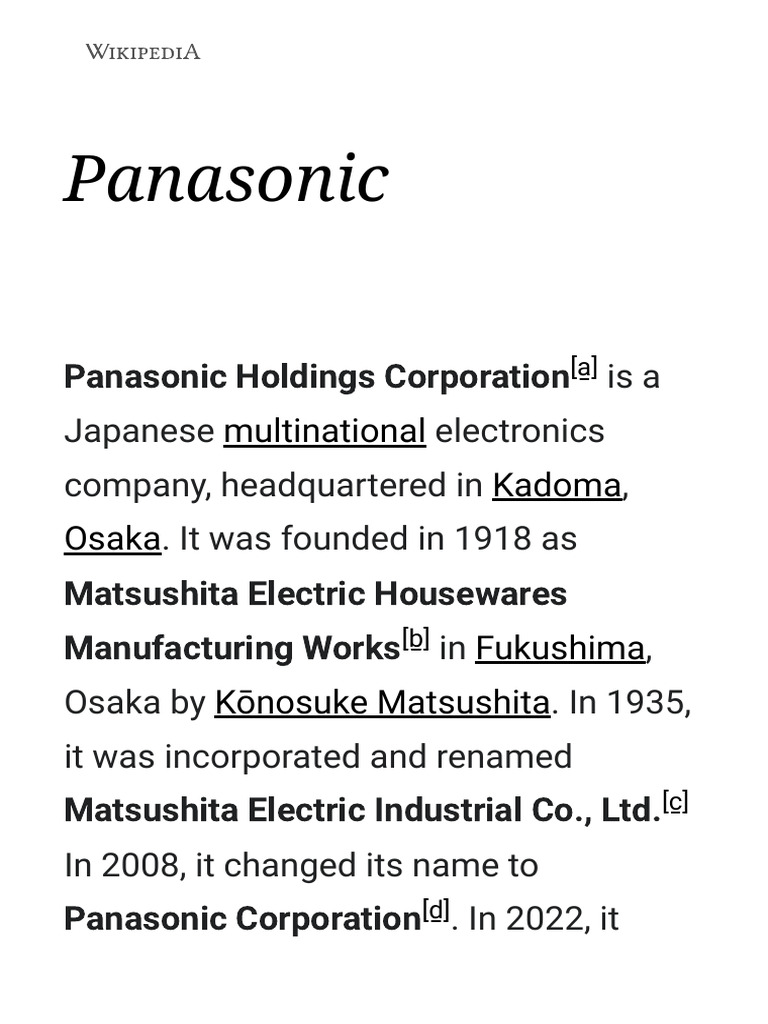 Panasonic - Wikipedia | PDF