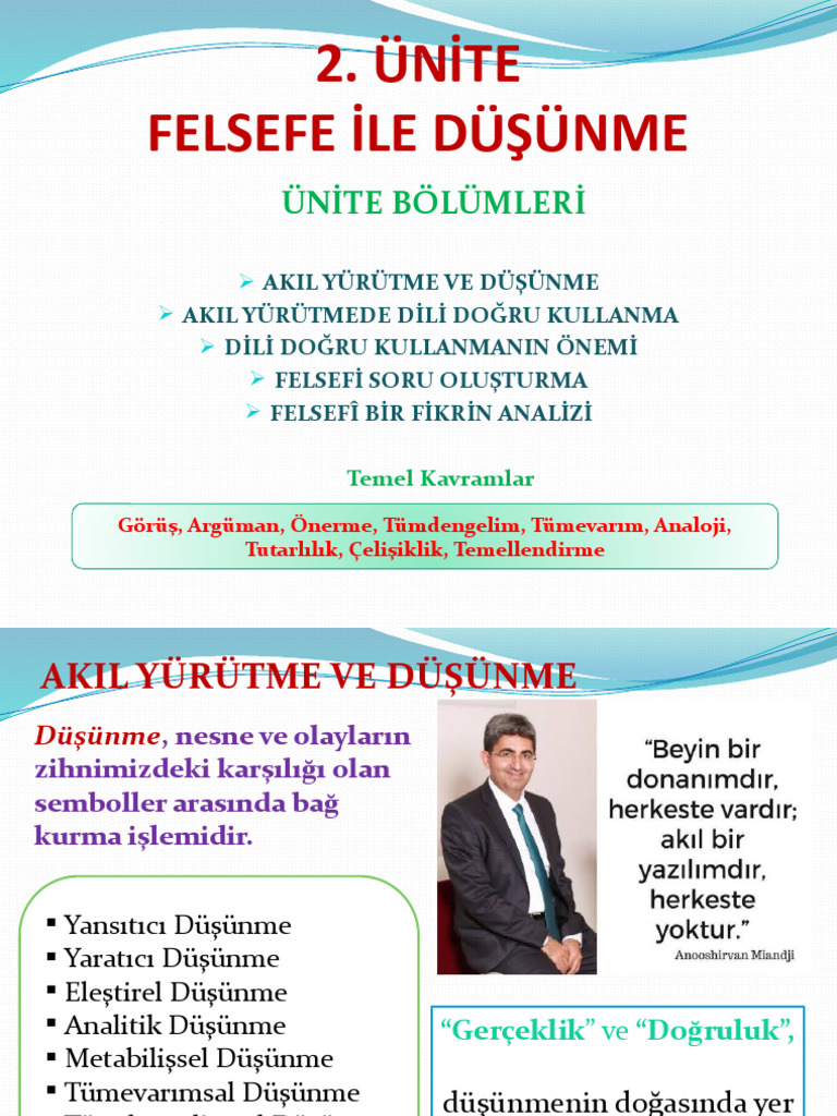10 FEL. 2. ÜNT 1. BÖLÜM, AKIL YÜRÜTME VE DÜŞÜNME | PDF
